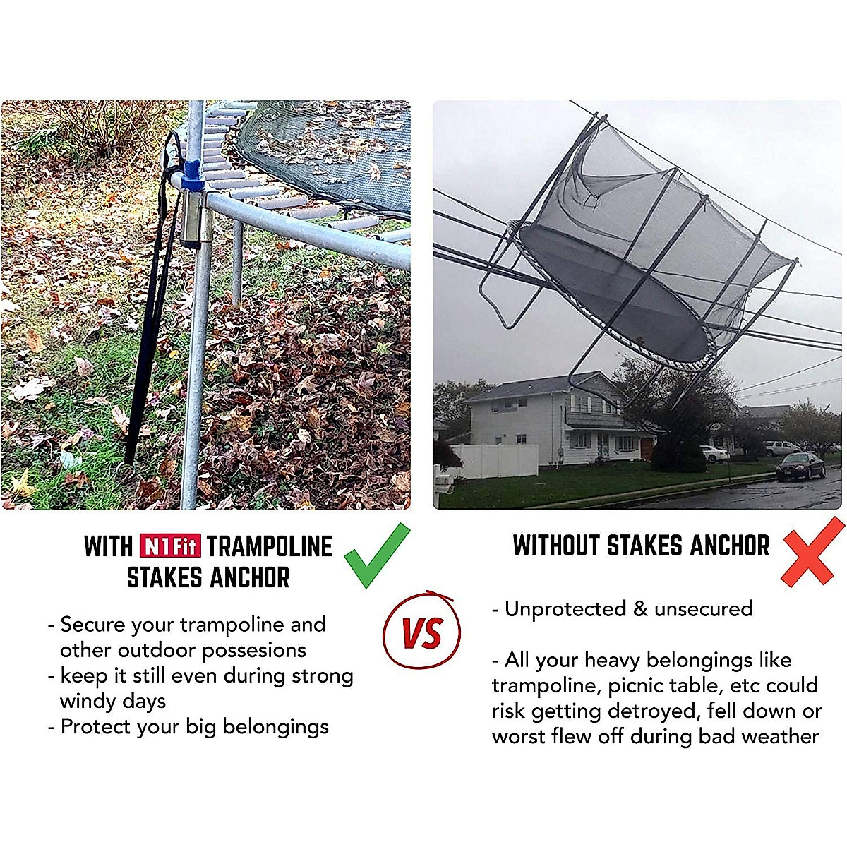 Bounce Master Heavy Duty Spiral Trampoline Anchors Stakes - Galvanized Giving a Greater Span of Anchorage - Wind Stakes - Strong Ground Trampoline Anchor Kit