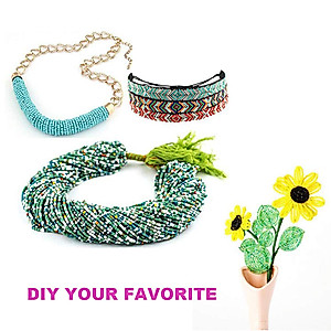 EuTengHao 14400pcs Glass Seed Beads Small Craft Beads for DIY Bracelet Necklaces Crafting Jewelry Making Supplies with Two 0.5mm Clear Bracelet String (600Pcs Per Color, 24 Colors)