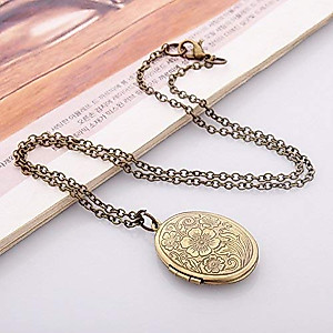 Fajewellery Vintage Engraved Flower Locket Picture Pendant Necklace for Women