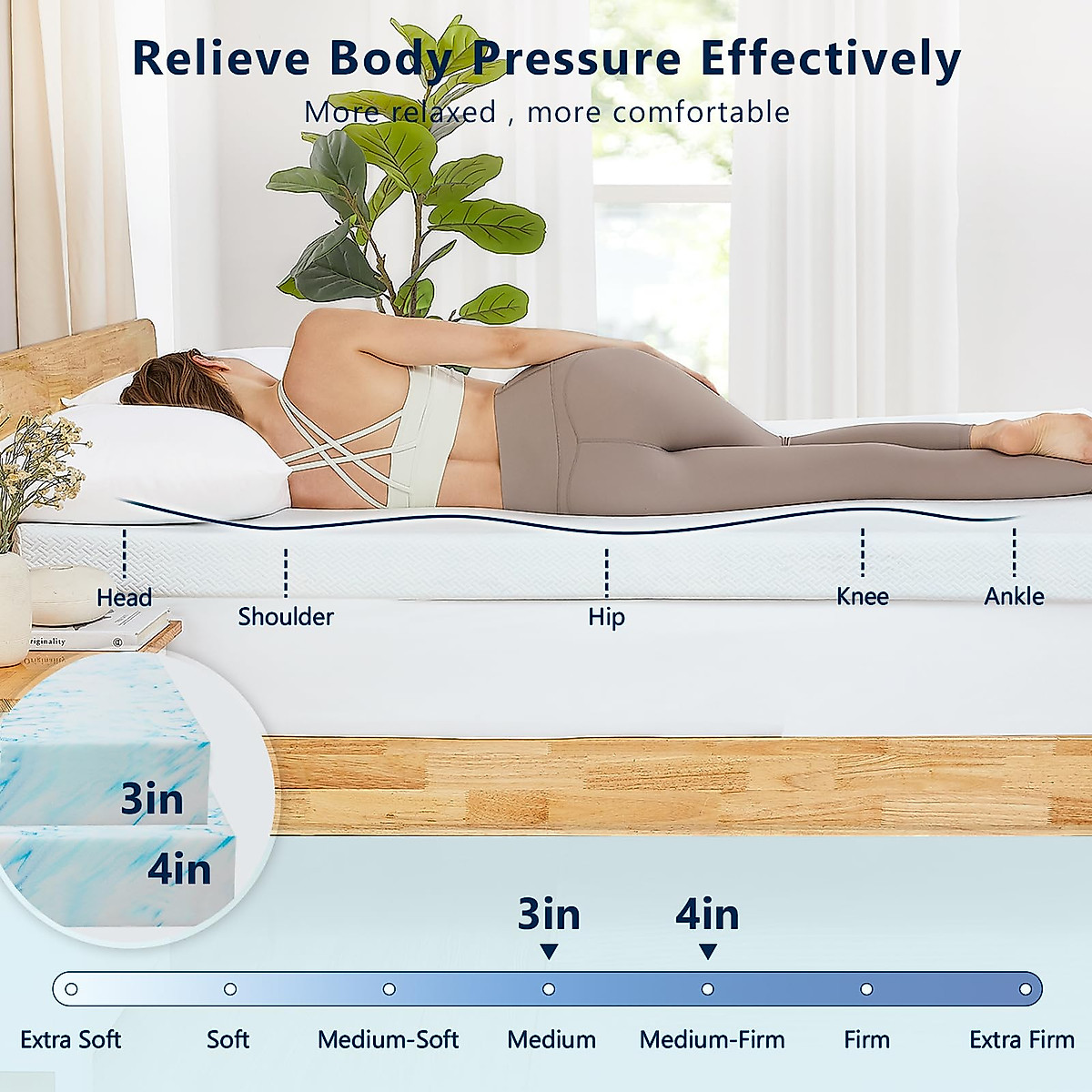 Timimi Memory Foam Mattress Topper King - 4 Inch Gel Cooling Mattress Pad for King Size Bed with Removable Washable Cover(21'' Deep Pocket) - Bed Topper for Back Pain (CertiPUR-US Certified - White)