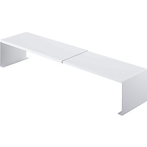 Yamazaki Home Expandable Platform Riser-Storage Shelf Organizer Rack, One Size, White