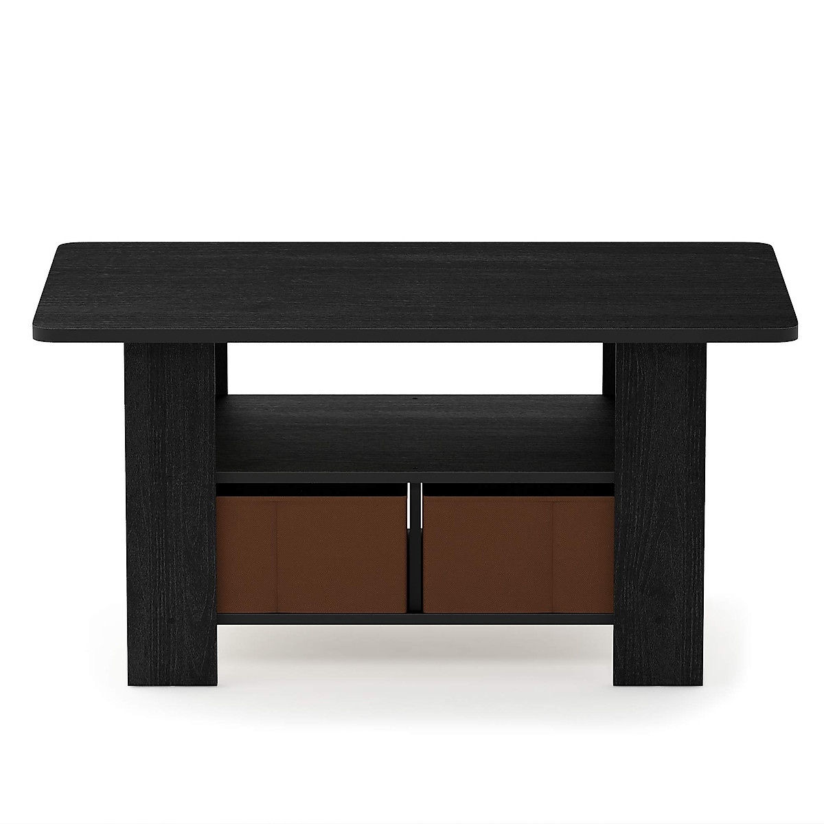 Furinno Andrey Coffee Table with Bin Drawer, Americano/Medium Brown, Small Non-Lift Top