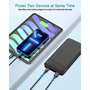 AsperX 2 Packs 22.5W Power Bank Fast Charging, 10000mAh USB C Portable Charger Power Bank (Black+Red)