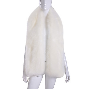 KAMA BRIDAL Women Long Faux Fur Shawl Bridal Stole Cover Up Winter Soft Bolero Scarf Beige