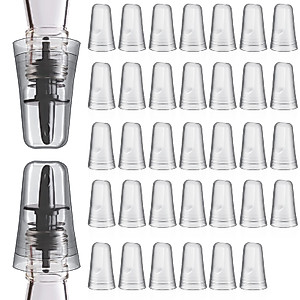 Pour Spout Covers Translucent Liquor Pourer Covers Universal Bottle Pour Dispenser Liquor Bottle Covers Liquor Bottle Covers Bottle Cover Dust for Home Kitchen Tools Supplies (Clear, 36 Pieces)