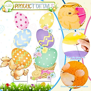 Easter Yard Signs with LED Lights 2 PCS Chick and Eggs Stake Signs Plastic Easter Egg Yard Decoration Large Easter Outdoor Sign Yard Lawn Bunny Decor for Easter Home Yard Lawn Party Outdoor Decoration