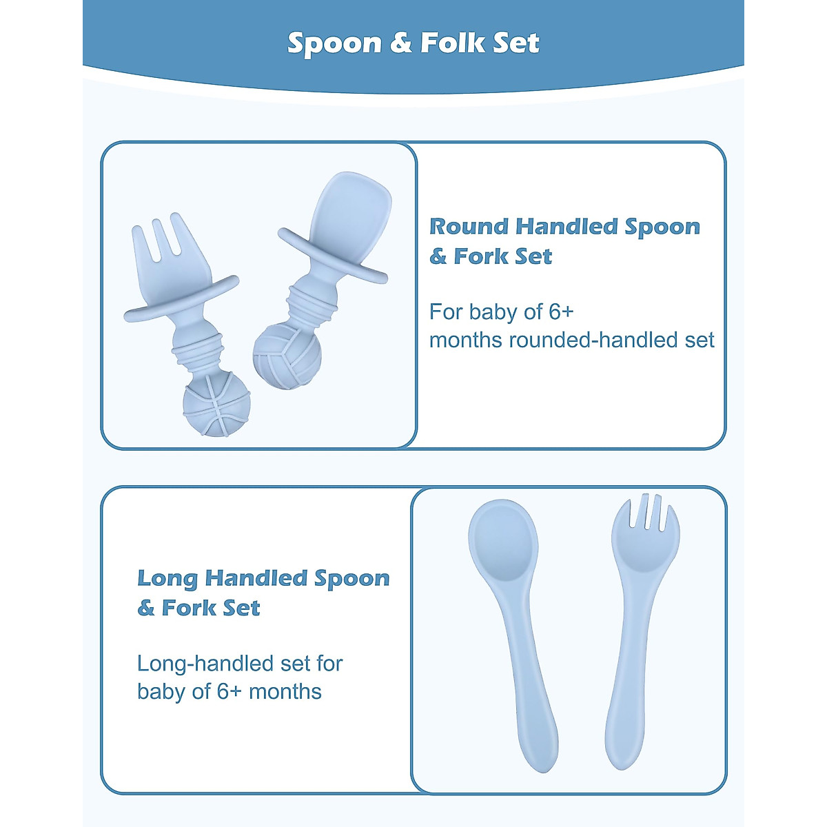 OFUN 8 Pack Silicone Toddler Feeding Set, Baby Led Weaning Supplies with Adjustable Bib, Divided Suction Plate, Bowl and a Sippy Cup, with 2 Spoon, 2 Folk, Eating Utensil for 6+ Months