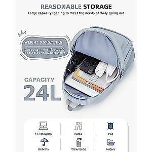 Lightweight School Backpack for Women Men, Laptop Travel Casual Daypack College Secondary School Bags Bookbag for Teenage Girls Boys, Blue