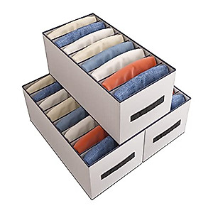 DonYeco 3 Pack Wardrobe Clothes Organizer, 8 Grids Closet Organizer for Jeans, Dimension 15-3/4" x 9-1/2"x 8" (Compartment width: 2")