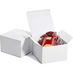 Mesha 6x6x4'' White Gift Boxes, 50 Pack Easy Assemble Bridesmaid Proposal Box, Recycled Paper Small Gift Boxes For Presents With Lids ,Gift Boxes Bulk For Party Favor,Crafting ,Cupcake Boxes, Candle Boxes Packaging.
