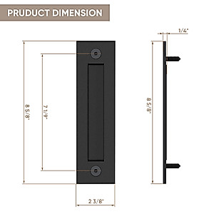 JUBEST 8-3/5'' Sliding Barn Door Handle Modern Simple Finger Flush Pull Handle for Gates Garages Sliding Doors Cabinets Closet and Drawers,Flat Black