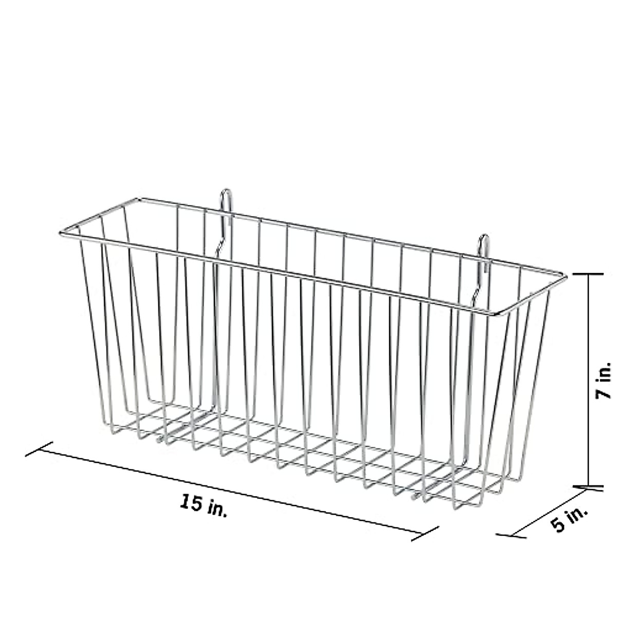 TRINITY EcoStorage 15-Inch Metal Hanging Basket to Use With Shelf Units and Storage Racks for Garage, Kitchen, and Closet Organization, NSF Certified, 10 Pound Capacity, Chrome, 2-Pack