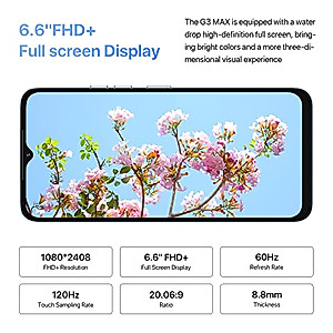 UMIDIGI G3 MAX 8+128GB Android 13 Unlocked Cell Phone,50MP Ultra-Clear AI Camera Smartphone,6.6-inch FHD Display Android Phone,5150mAh Massive Battery Mobile Phone Support Expandable Up to 1TB