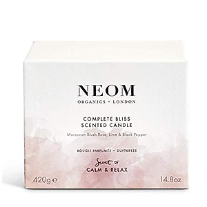 NEOM- Complete Bliss Scented Candle, 3 Wick | Blush Rose, Lime & Black Pepper | Essential Oil Aromatherapy Candle | Scent to De-Stress