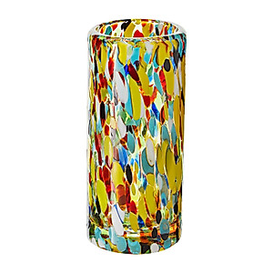 Okuna Outpost 2 oz Hand Blown Mexican Double Shot Glasses with Confetti Design, Tequila Sipping Set (Set of 6)