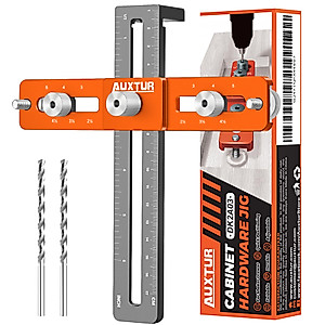 AUXTUR Cabinet Hardware Jig, Adjustable Cabinet Handle Template Tool with Alignment Hole, Punch Locator Drill Guide for Knobs,Handles and Pulls, Cabinet Template Tool for Drawer Cabinet Installation