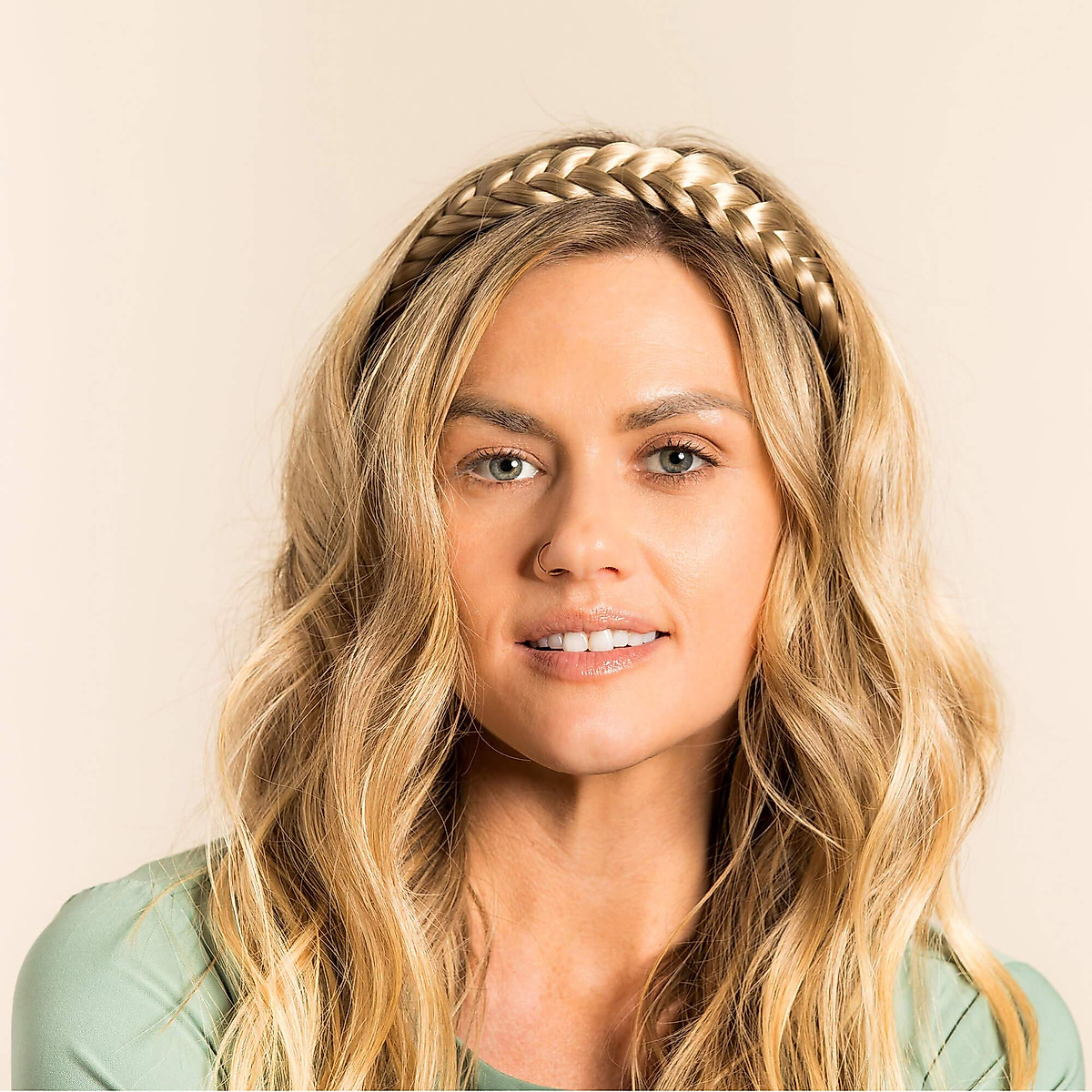 Madison Braids Womens Braided Headband Hair Braid Natural Looking Synthetic Hair Piece Extension - Lulu Two Strand - Ashy Highlighted