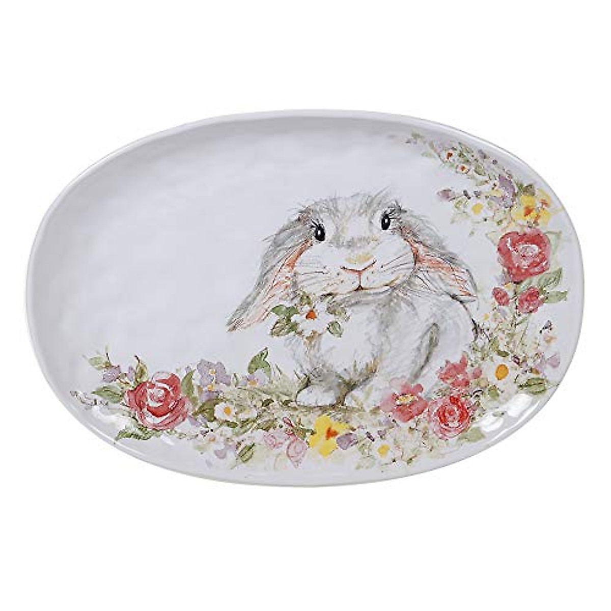 Certified International 23235 Sweet Bunny Oval Serving Platter, 17.25"x 12.5", Multicolored