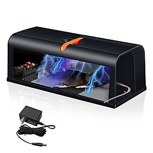 Electric Rat Traps Indoor for Home, Mouse Trap Zapper for House with Powerful Voltage, Reusable Rodent Trap Zapper for Rats Mice Chipmunks, Black