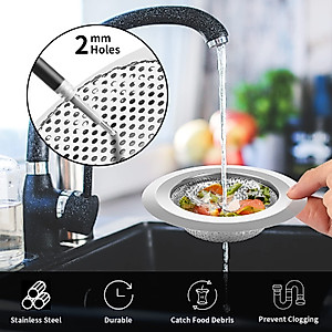 Kitchen Sink Strainer Sink Stopper - tifanso 2 PCS Sink Strainer Stopper Kit, Universal Silicone Drain Cover, 4.5 Inch Stainless Steel Sink Drain Strainer, Food Catcher for Kitchen Sink