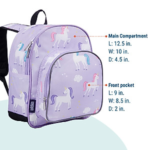 Wildkin 12-Inch Kids Backpack for Boys & Girls, Perfect for Daycare and Preschool, Toddler Bags Features Padded Back & Adjustable Strap, Ideal for School & Travel Backpacks (Unicorn)