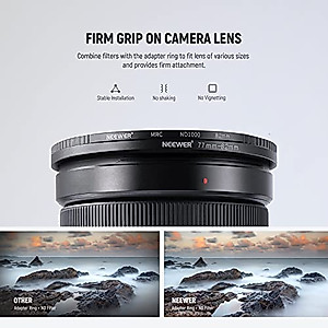 NEEWER 8PCS Step Up Rings Filter Adapter, 49-52mm, 52-55mm, 55-58mm, 58-62mm, 62-67mm, 67-72mm, 72-77mm, 77-82mm Threaded Premium Anodized Aluminum Frame