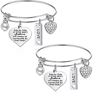 2 Pack Sister Bracelet Sister Jewelry for Women Girls Best Friends Bracelets Gifts for Birthday Graduation Christmas Day (Style B)