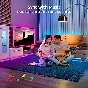 Lepro Led Strip Lights 16.4ft Smart Light Strips with App Control Remote, 5050 RGB Led Lights for Bedroom, Music Sync Color Changing Lights for Room Party