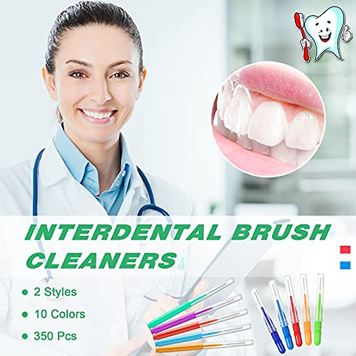 350 Pieces Floss Braces Brush Interdental Brush Teeth Toothpicks Cleaners Soft Dental Flosser Picks Refill Dental Cleaning Tool for Adult Tooth Clean (Mixed Color)