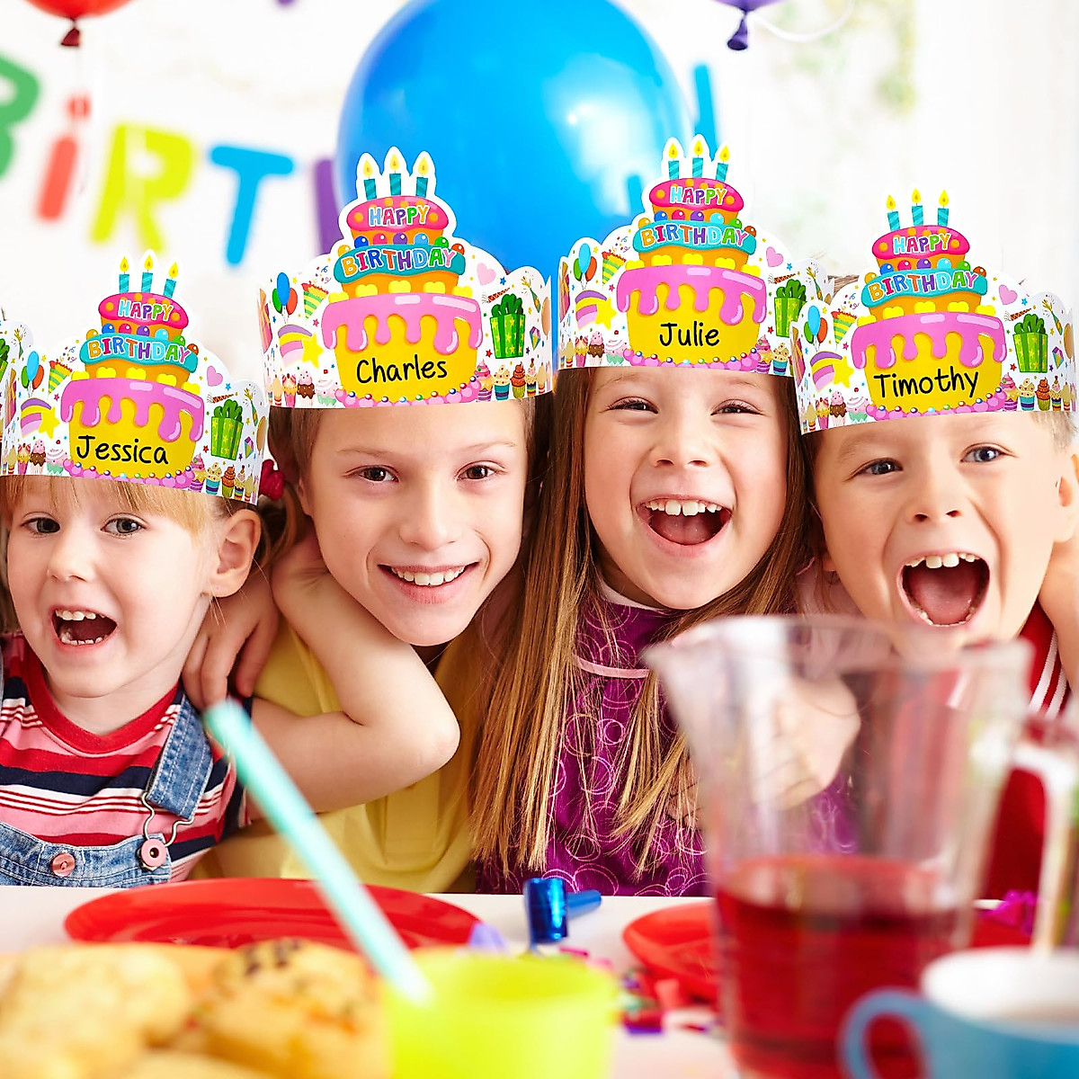 TENDFINE 36 Pack Birthday Crowns for Kids Colorful Paper Party Hats Birthday Crown Set for Teachers Students Classroom