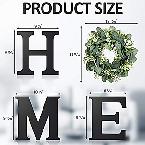 Wood Home Sign for Wall Decor Wooden Home Letters with Wreath Artificial Eucalyptus Modern Decorative Hanging Farmhouse Home Sign for Living Room Kitchen Christmas Housewarming Gift