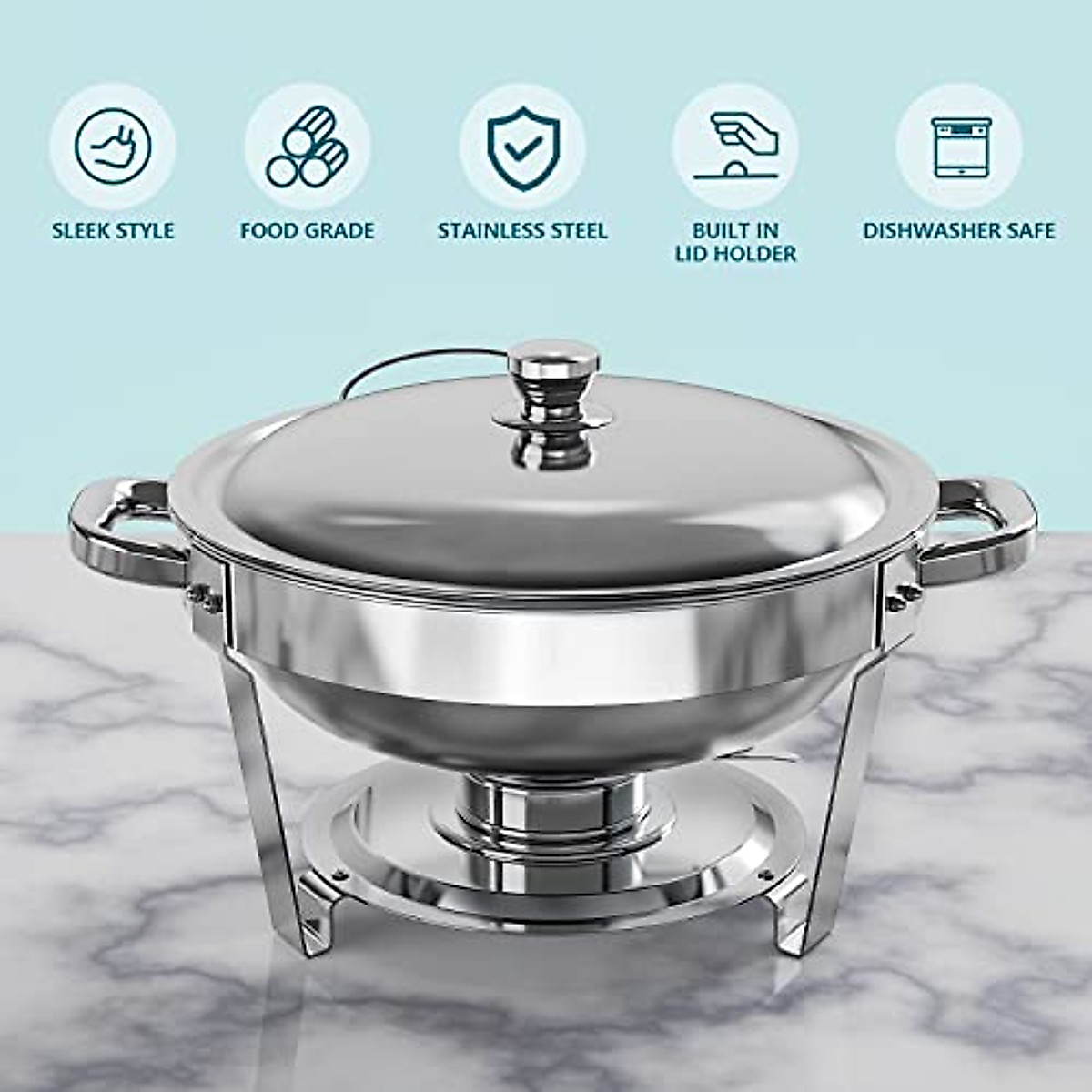 NPOUE Chafing Dish Buffet Set 5 QT Stainless Steel Buffet Servers And Warmers, Chaffing Servers With Covers, Catering, Chafer,Food Warmer For Parties…