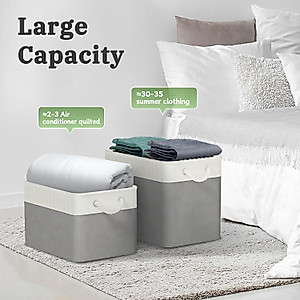 KITCSTI Fabric Storage Baskets for Shelves | Closet Storage Bins | Linen Cloth Baskets with Handle for Organizing