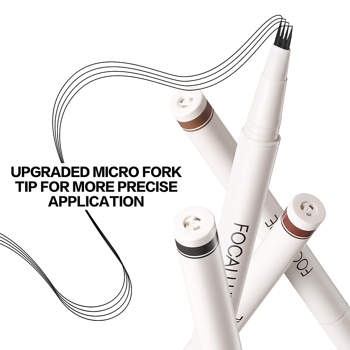 FOCALLURE FLUFFMAX TINTED Liquid Eyebrow Pen, Eyebrow Microblading Pen with a Micro-Fork Tip Applicator, Long-Lasting, Smudge-Proof, Creates Natural Looking Brows, GOLD BROWN