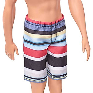 Barbie Ken Beach Doll Wearing Striped Swimsuit, for Kids 3 to 7 Years Old