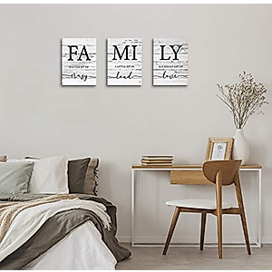 Family Wall Decor, Rustic Farmhouse Decor for The Home Art, Inspirational Canvas Print Framed, 3 panels Each Size 12x16inch