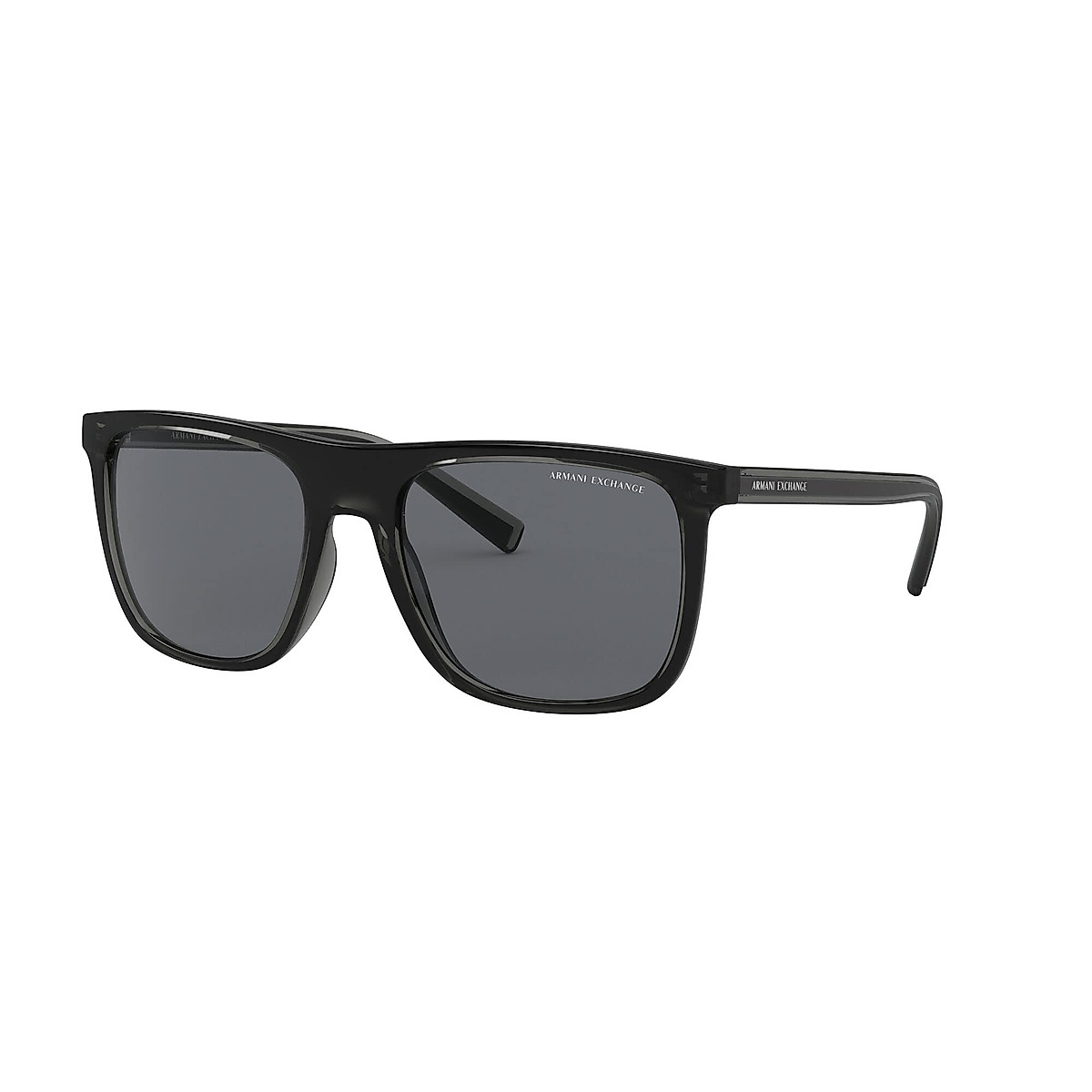 A|X ARMANI EXCHANGE Men's AX4102SF Low Bridge Fit Square Sunglasses, Shiny Black/Grey, 57 mm
