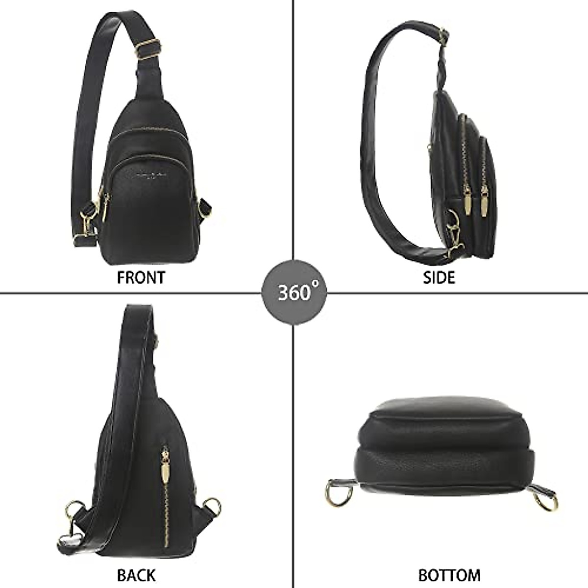 Small Crossbody Purse, Fanny Packs for Women Man Sling Bag Vegan Leather Crossbody Sling Purse for Gifts(Style5-Black)