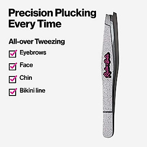 Revlon x Barbie Slant Tip Tweezer, Stainless Steel Hair Removal Makeup Tool (Packaging May Vary)