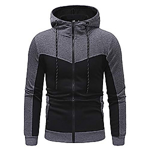 Thenlian Men's Autumn Winter Packwork Sweatshirt Top Pants Sets Sports Suit Tracksuit(XXL, Dark Gray)