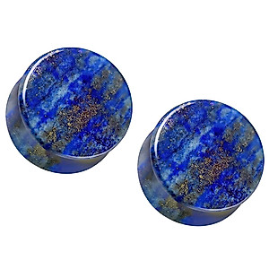 Pierced Owl AAA Grade Natural Lapis Lazuli Stone Double Flared Plugs, Sold as a Pair (19mm (3/4"))