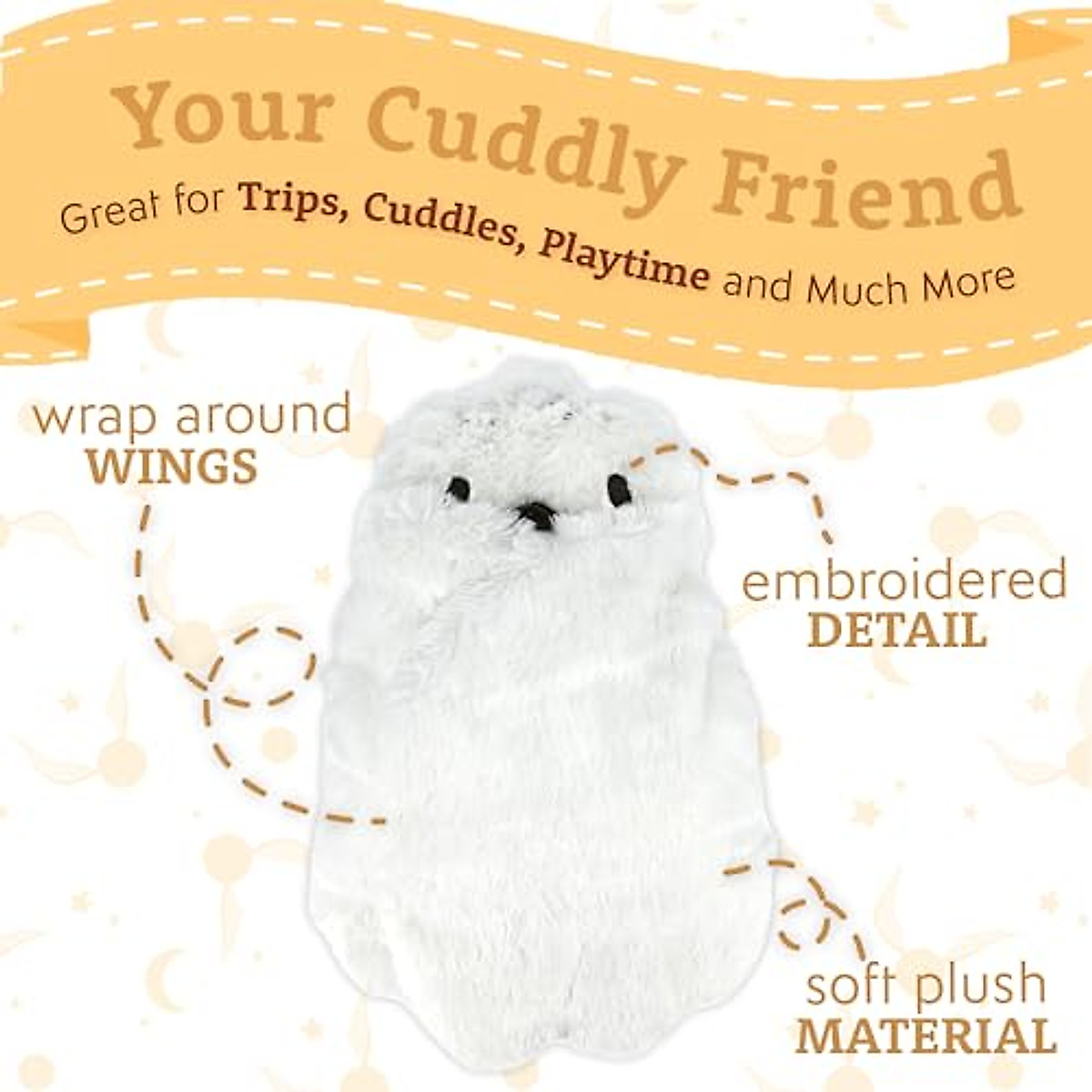 KIDS PREFERRED Harry Potter 9 Inch Tall 26 Inch Wingspan Hedwig Baby Lovey Security Blanket Snuggler Toy Snowy Owl Stuffed Animal for Newborn Infants and Babies