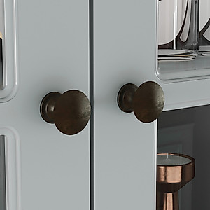 Homsee 78.7" H Bookcase Bookshelf with 4-Tier Shelves, 2 Drawers & 2 Glass Doors, Wooden Display Storage Cabinet for Home Office, Living Room, Green Grey