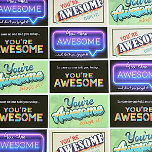 Youngever 300 Pack You Are Awesome Cards, 4 Unique Inspirational Designs Cards, Business Card Sized Encouragement Cards, Appreciation Cards for Students, Teachers, Employees, Friends, Family