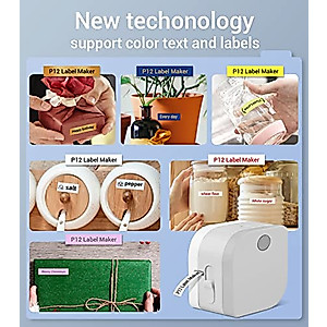 Phomemo Label Maker Machine with Tape P12 PRO Rechargeable Label Makers, Bluetooth Label Maker Compatible Different Font Color Text Label Maker Tape, Multiple Templates Available for Smartphone