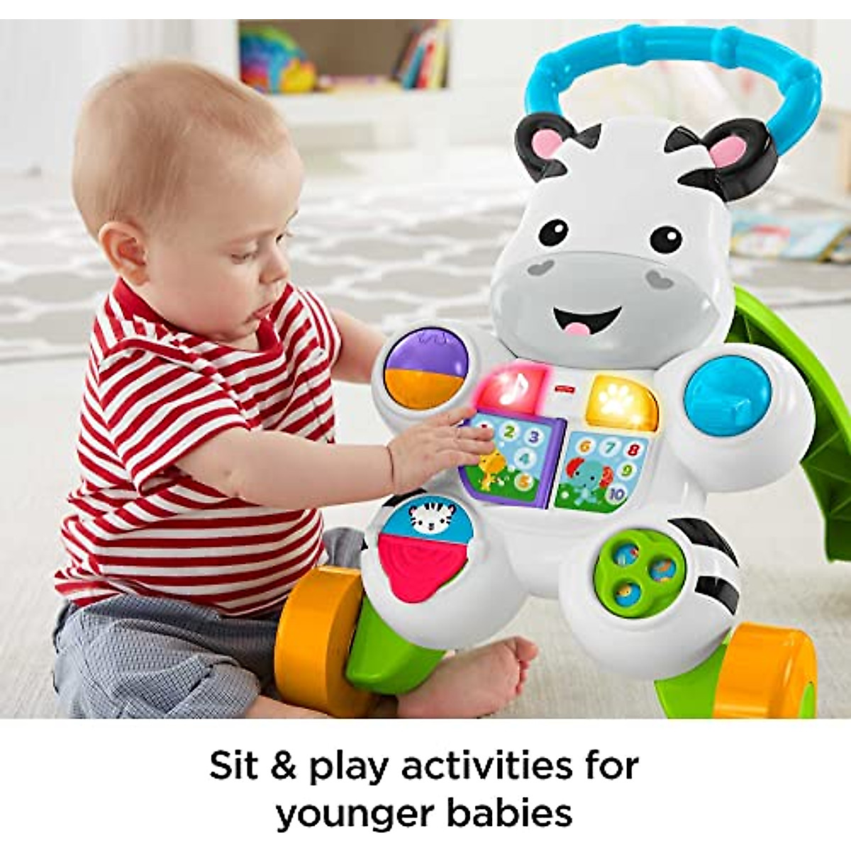 Fisher-Price Baby Learning Toy Learn With Me Zebra Walker With Music Lights And Fine Motor Activities For Ages 6+ Months