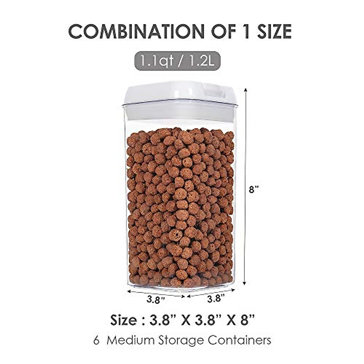 Vtopmart Airtight Food Storage Containers, 6 Pieces Medium BPA Free Plastic Canister with Easy Lock Lids, for Kitchen Pantry Organization and Storage, Include 24 Labels