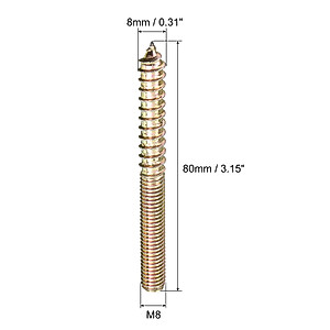 uxcell M8x80mm Hanger Bolts, 12pcs Double Ended Thread Dowel Screws for Wood Furniture Connecting