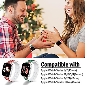 2 Pack Christmas Band Compatible with iWatch SE Series 10 9 8 7 6 5 4 3 2 1 Women Men Apple Watch Bands 46mm 45mm 44mm 42mm(Series 3), Xmas Holiday Adjustable Silicone Strap