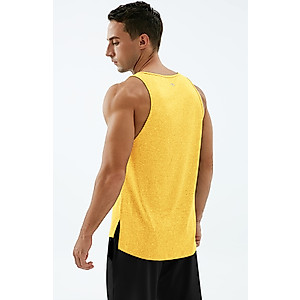 icyzone Workout Tank Tops for Men - Running Muscle Tank Exercise Gym Tops Athletic Shirts(Yellow, M)